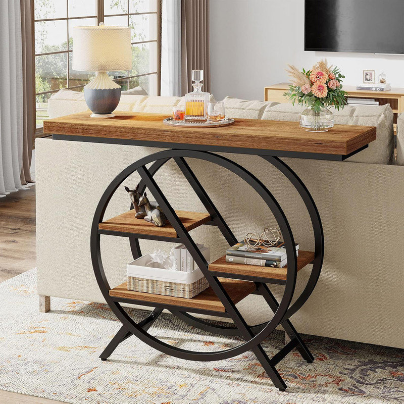 17 Stories Console Table 39.4 Inch Entryway Table 4 Tier Narrow Sofa Table with Metal Frame for Living Room Wayfair